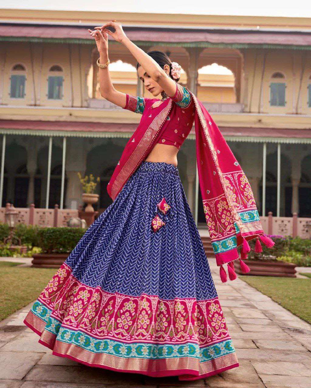Women’s Traditional Printed Lehenga Choli Set with Embroidered Dupatta ...